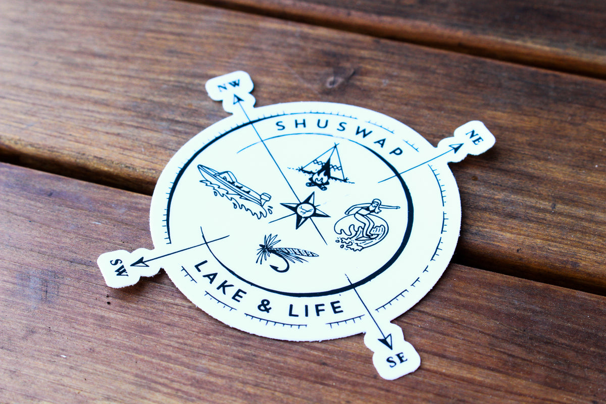 Shuswap Summer Compass Kiss Cut Sticker – Lake + Life Apparel