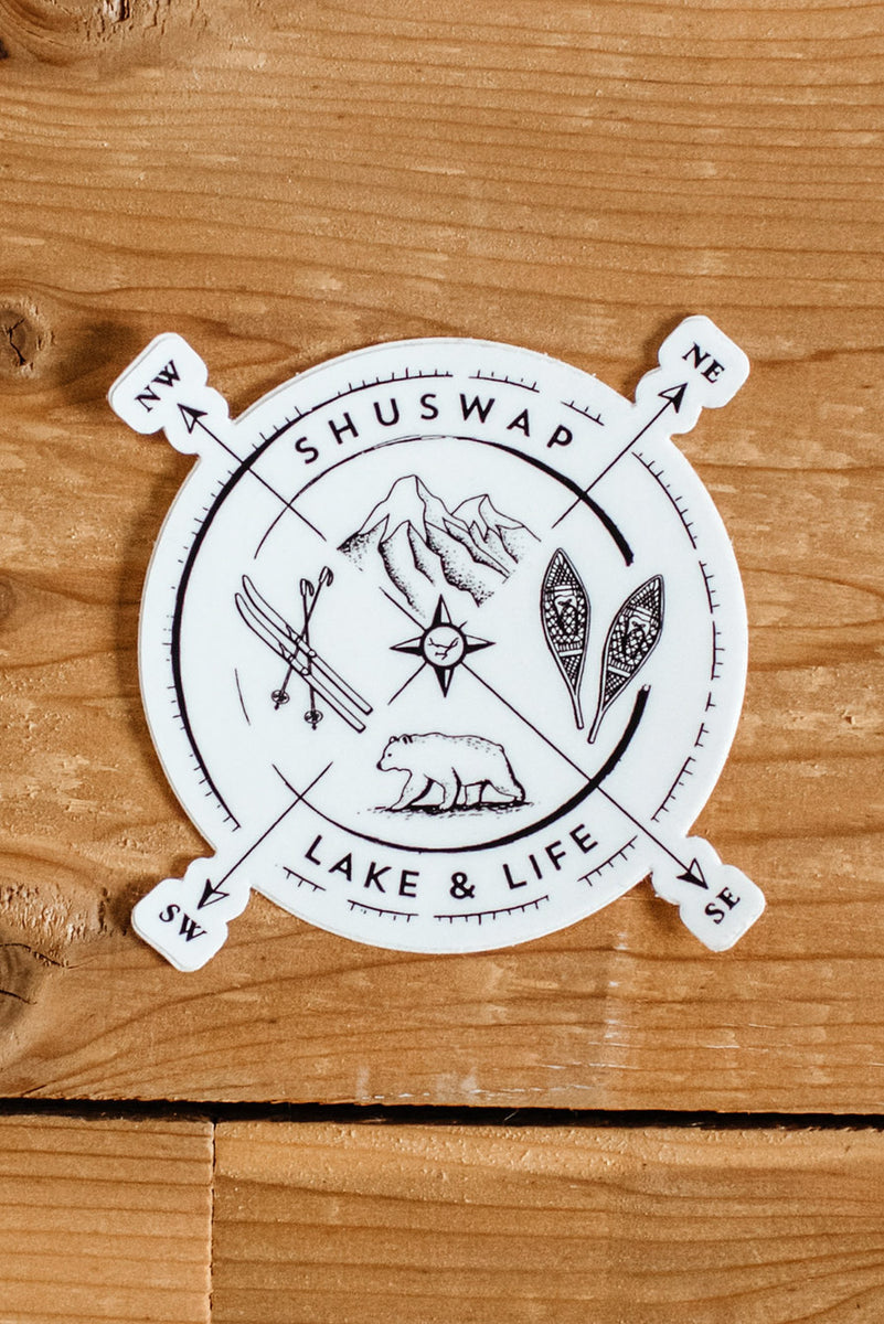 Shuswap Winter Compass Kiss Cut Sticker – Lake + Life Apparel